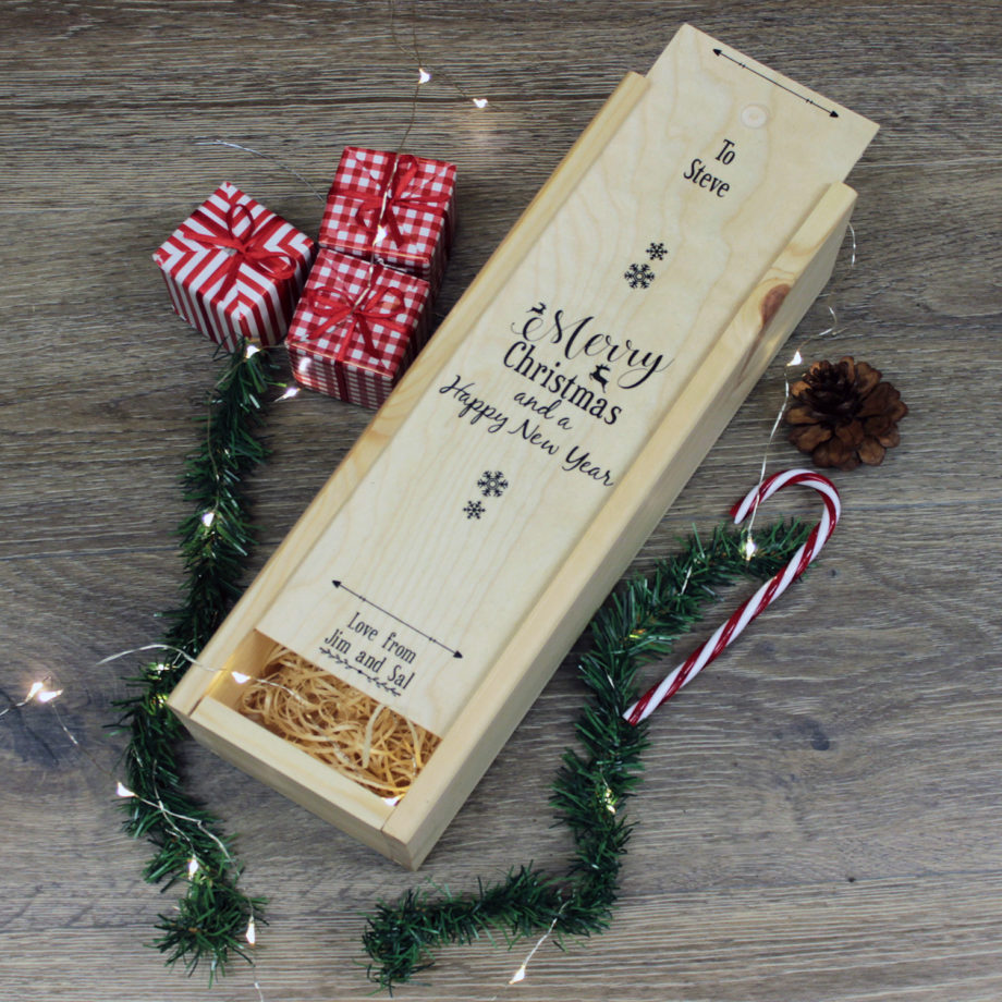 Personalised Christmas Single Wine Box | Gift Boxes | FM Branding Gifts